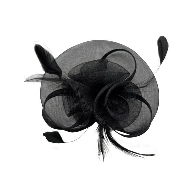 Floral Fascinator with A Wide Base in Black