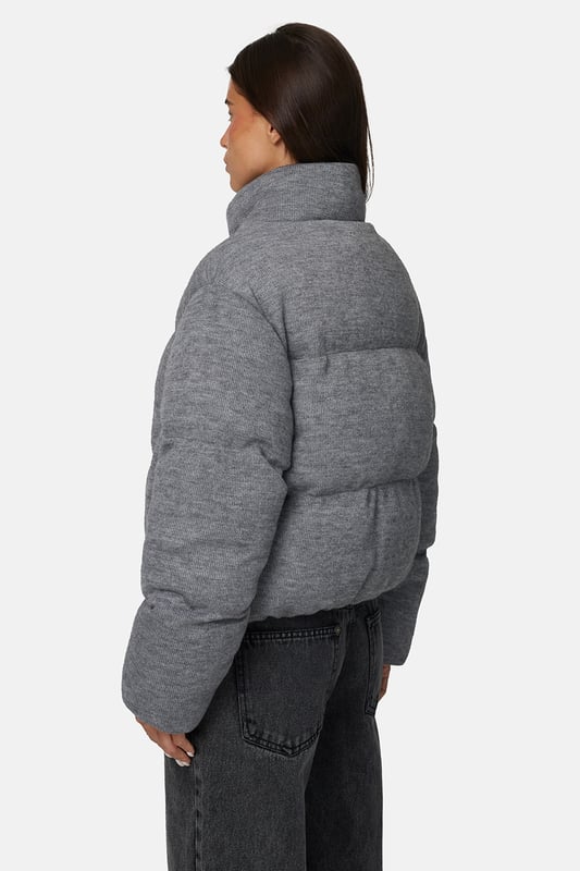 Grey Knitted Padded Jacket