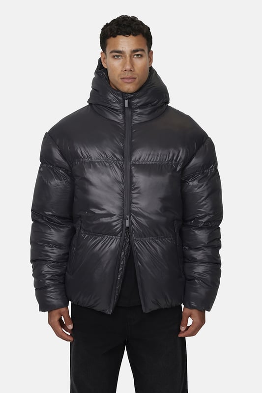 Charcoal Hooded Puffer Jacket
