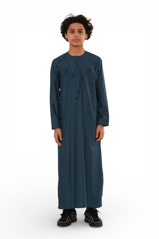 Kids Boys Ramadan Eid Blue Moroccan Jubba Robe Djellaba Thobe - K-TT008