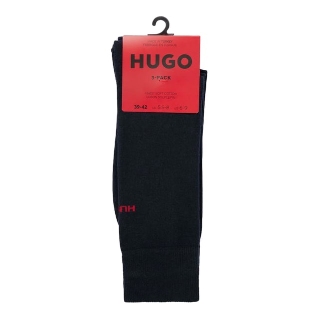 Hugo Mens Logo Socks (Pack of 3) (Dark Blue)