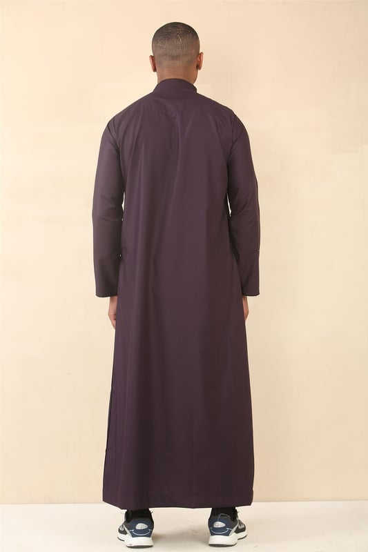 Mens Purple Thobe Jubba Emirati Islamic Arabic Eid Embroidery Kaftan ...