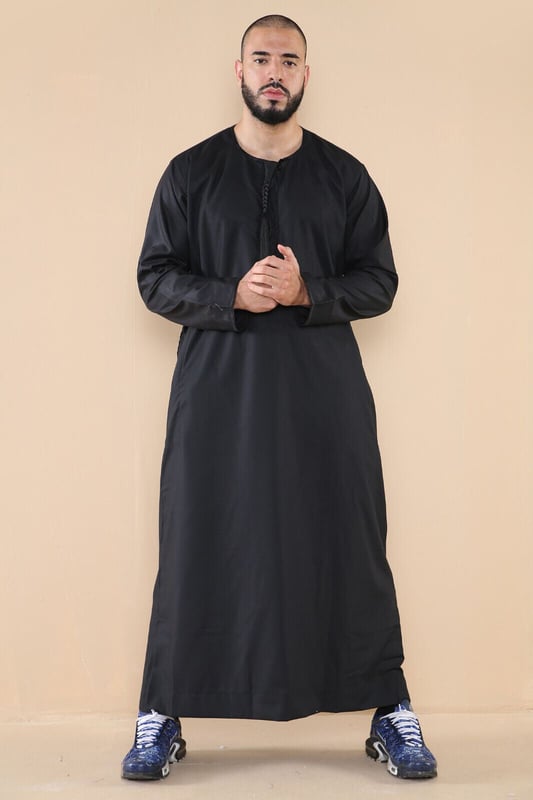 Mens Black Thobe Jubba Saudi Islamic Arab Eid Emirati Kaftan Jubbah ...