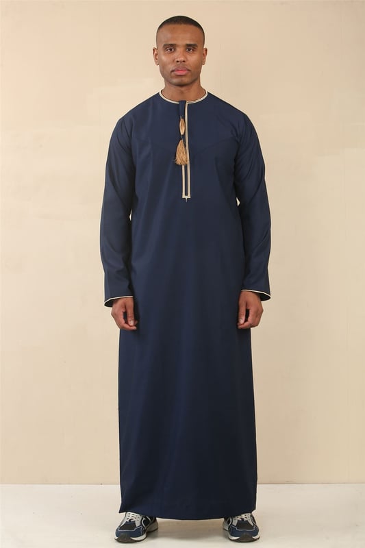 Men's Omani Eid Blue Thobe Saudi Emirati Jubba Robe