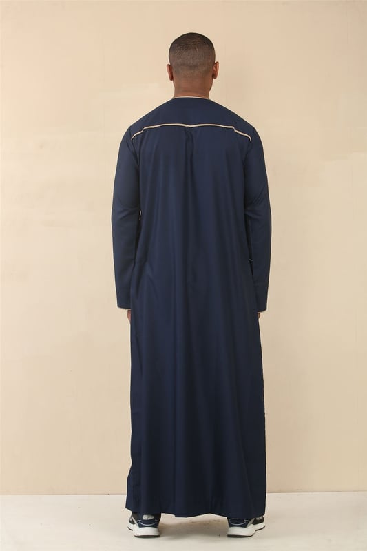Men's Omani Eid Blue Thobe Saudi Emirati Jubba Robe