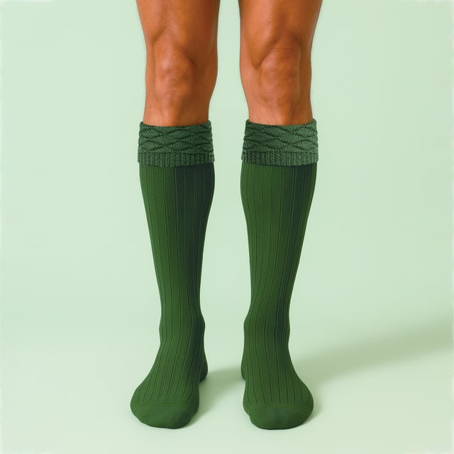 Mens Premium Wool Kilt Socks Knee High Diamond Pattern Turn Over Top