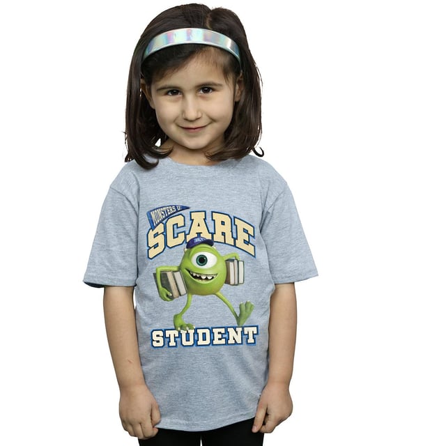 Disney Girls Monsters University Scare Student Cotton T-Shirt (Sports Grey)