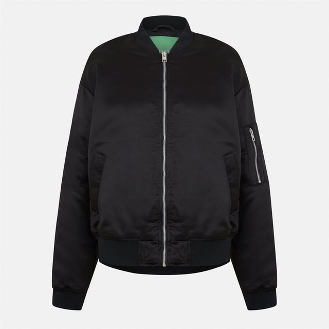 Women's JJXX Satin Bombr Jacket in Black