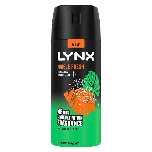 Lynx Body Spray Jungle Fresh 48H High Definition Fragrance Deodorant, 150ml