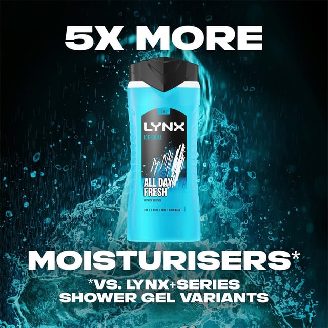 Lynx Ice Chill 3pk Bundle of 250ml Body Spray and 225ml & 500ml Shower Gels