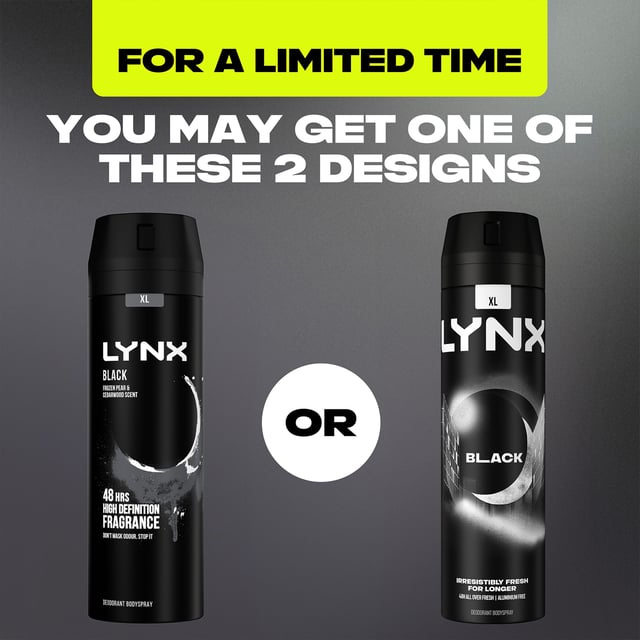 Lynx XL Black Body Spray Deo 48H Fresh Frozen Pear & Cedarwood 200ml ...