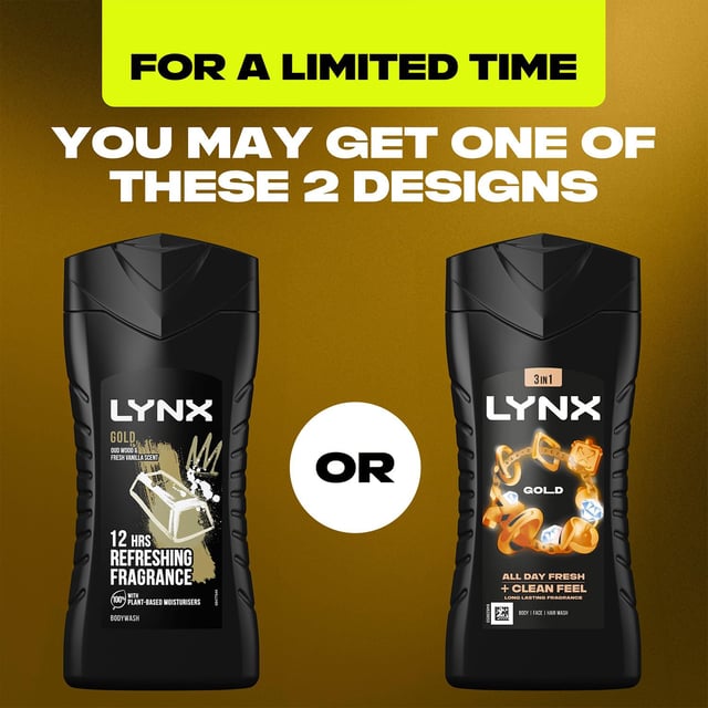 Lynx Gold 12-H Refreshing Fragrance Shower Gel Body Wash for Men, 225ml