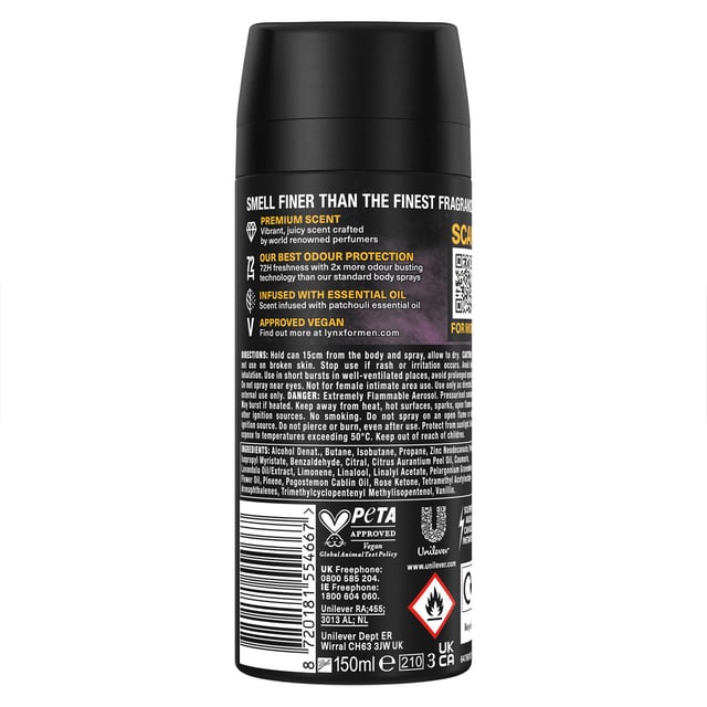 Lynx Body Spray Fine Fragrance Collection Peach Infusion for Men 150ml ...
