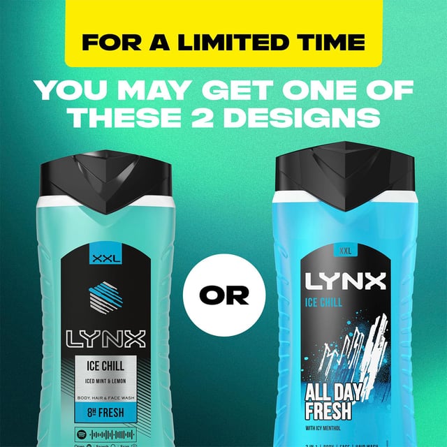 Lynx 12H Refreshing Ice Chill Shower Gel 500 with 48H Fresh Body Spray ...