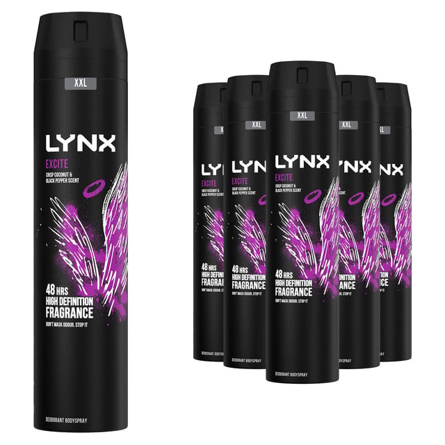 Lynx XXL Aerosol Deodorant Body Spray Excite 48H Protection 250ml, 30Pack