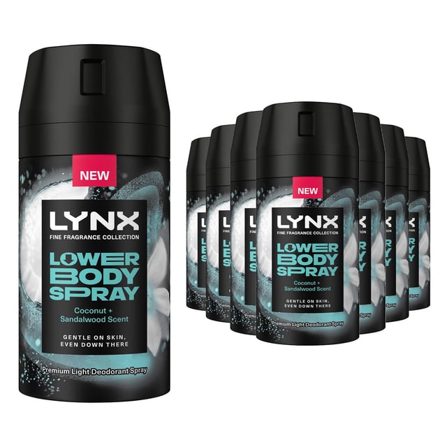 Lynx Lower Body Spray Coconut + Sandalwood 72Hrs of Freshness 100ml, 24 ...