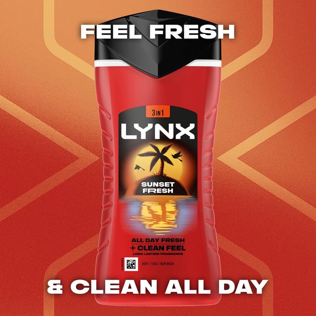 Lynx Sunset Fresh Body Wash for Men, 225ml
